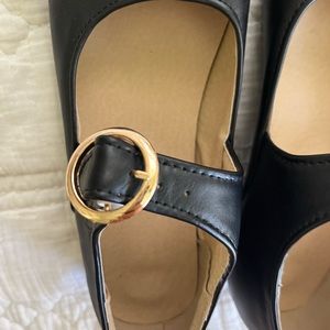Shoes | Vintage Mary Jane Look Alike Heel Shoes With Gold Metal Buckle ...